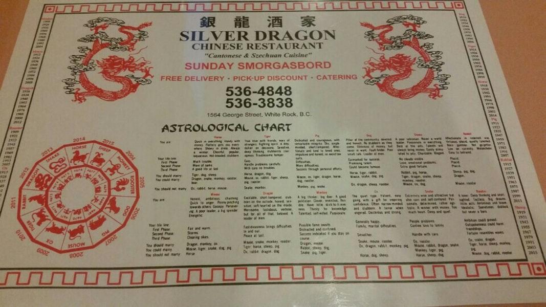 Menu at Silver Dragon Chinese Restaurant, White Rock