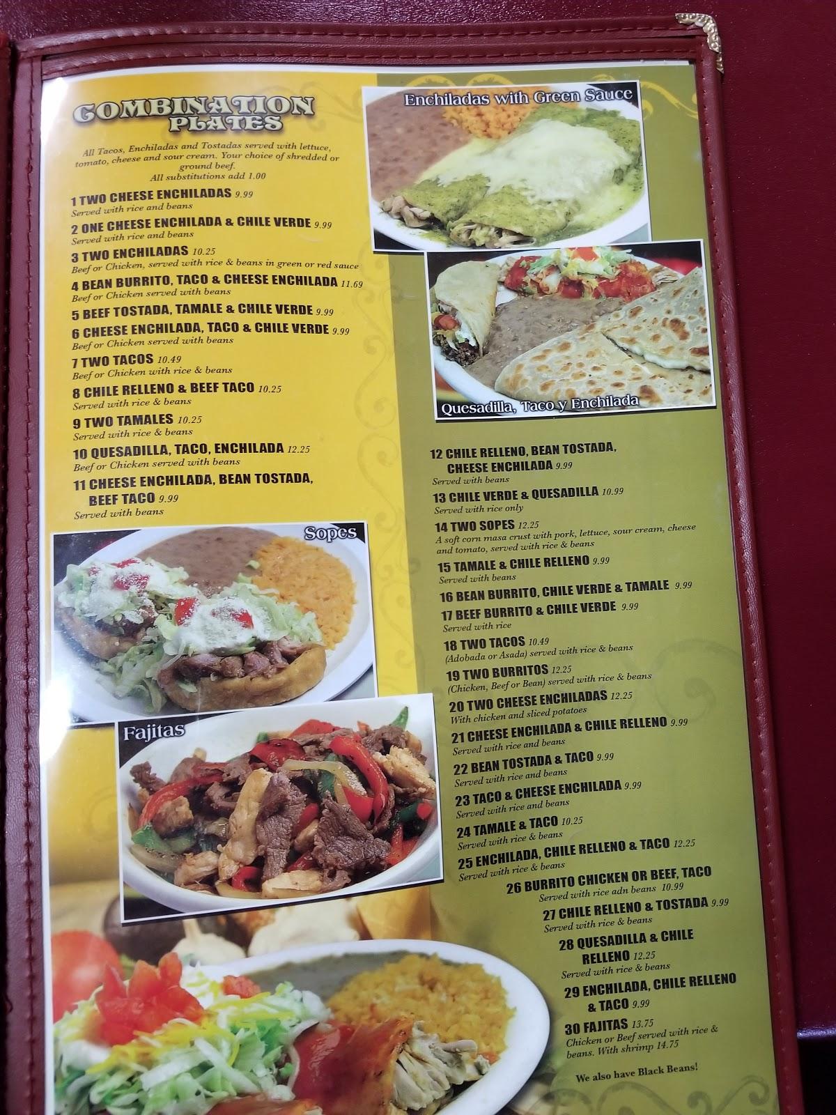 Menu at La Costa Mexican Restaurant, Fortuna