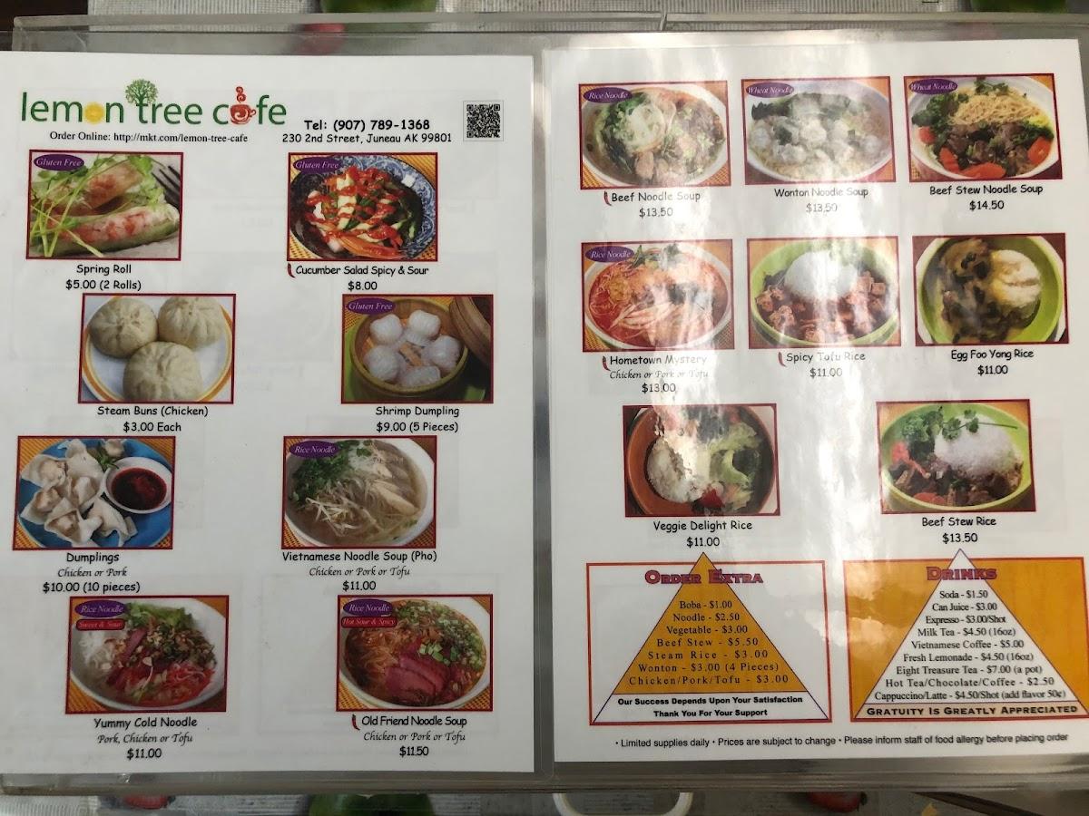 Menu at Lemon Tree Café cafe, Juneau