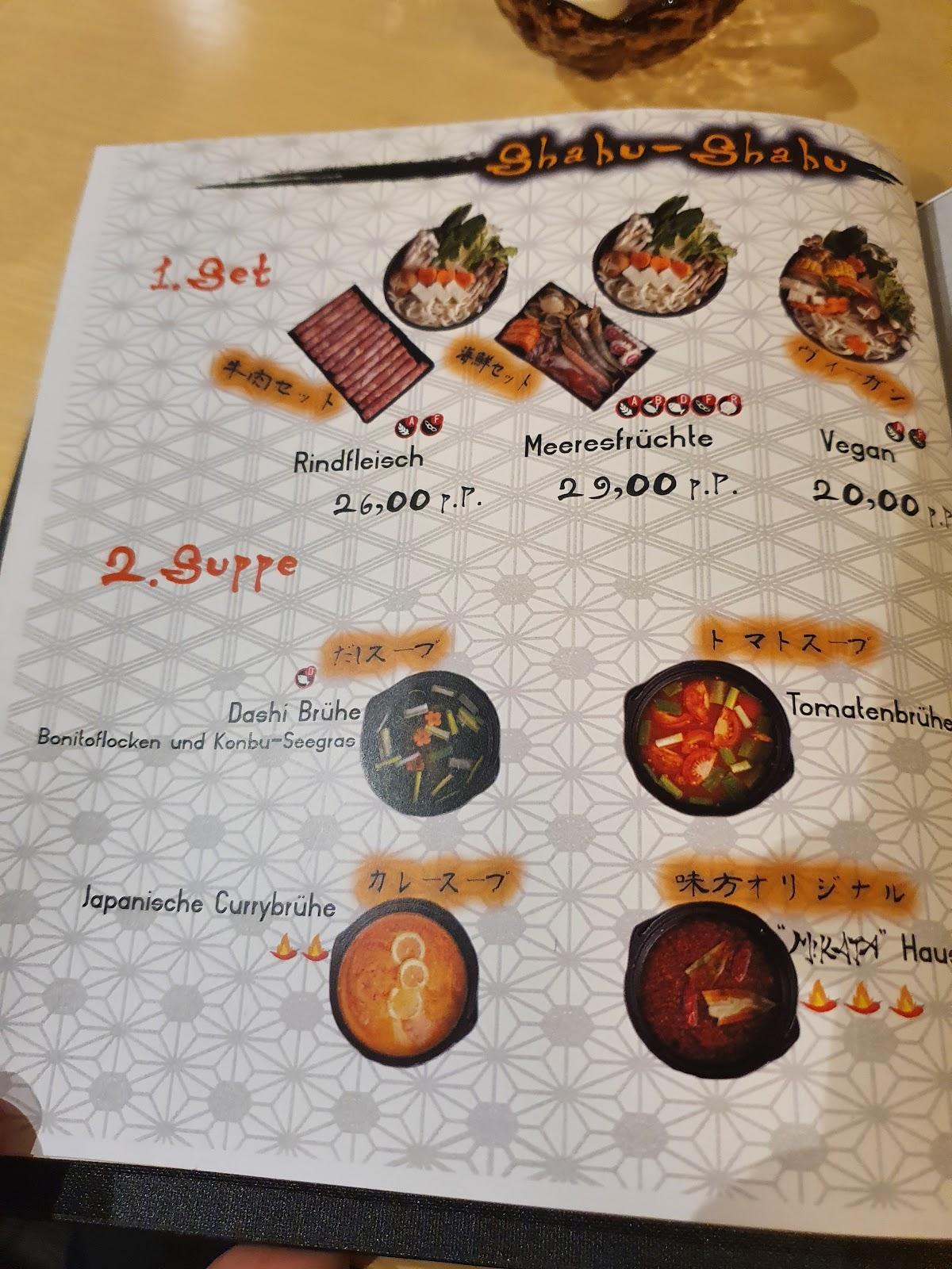Speisekarte von Mikata Izakaya restaurant, Wien