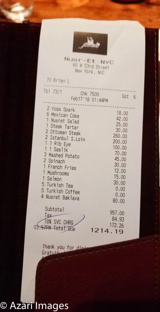 Menu at Nusr-Et Steakhouse New York, West New York, 60 W 53rd St