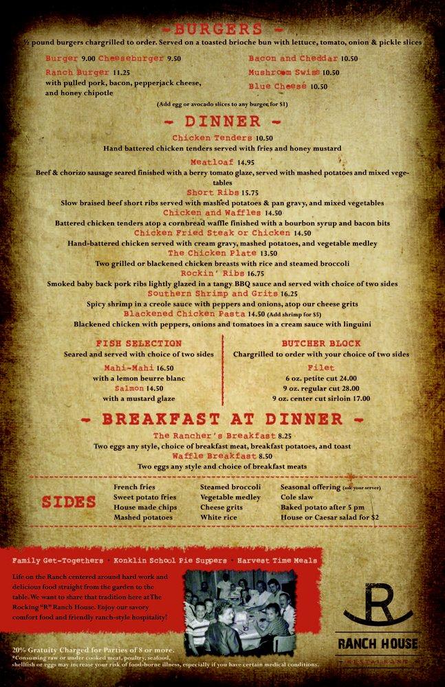Menu at Rocking "R" Ranch House Restaurant, Broken Arrow, E Kenosha St