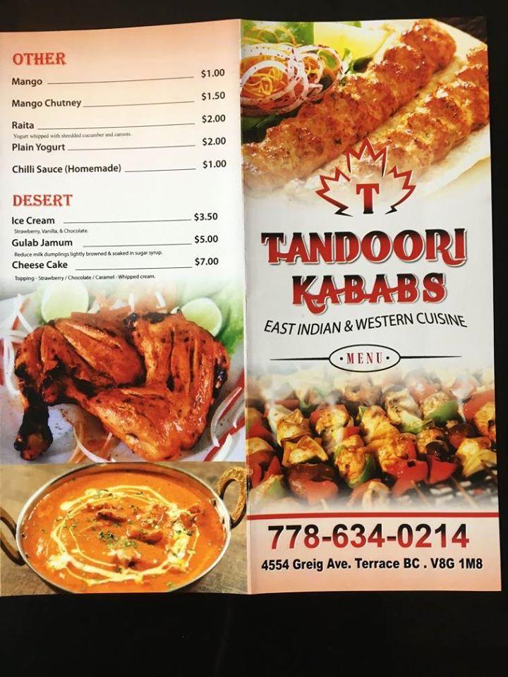 Menu at Tandoori Kababs restaurant, Terrace