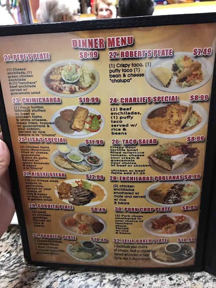 Menu at Bee's Mexican Restaurant & Bakery, San Antonio