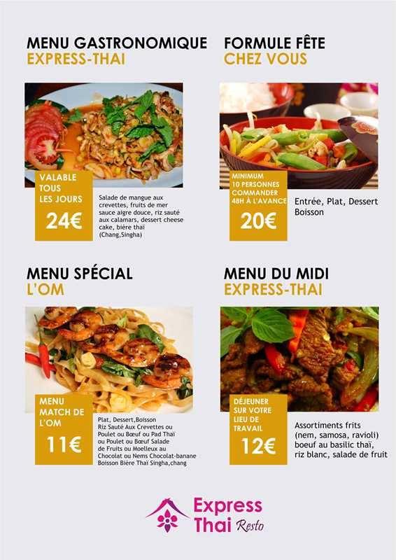 Menu at Express Thai Resto restaurant, Marseille