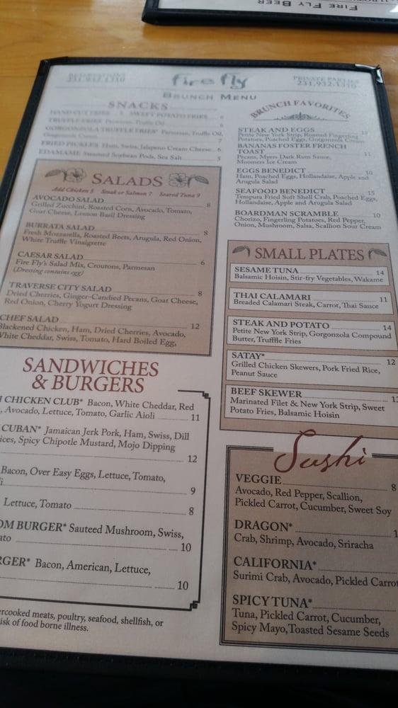Menu at Firefly Restaurant, Traverse City
