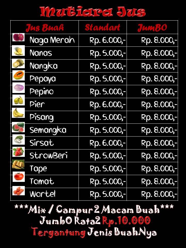 Menu at Kedai Mutiara cafe, Surabaya