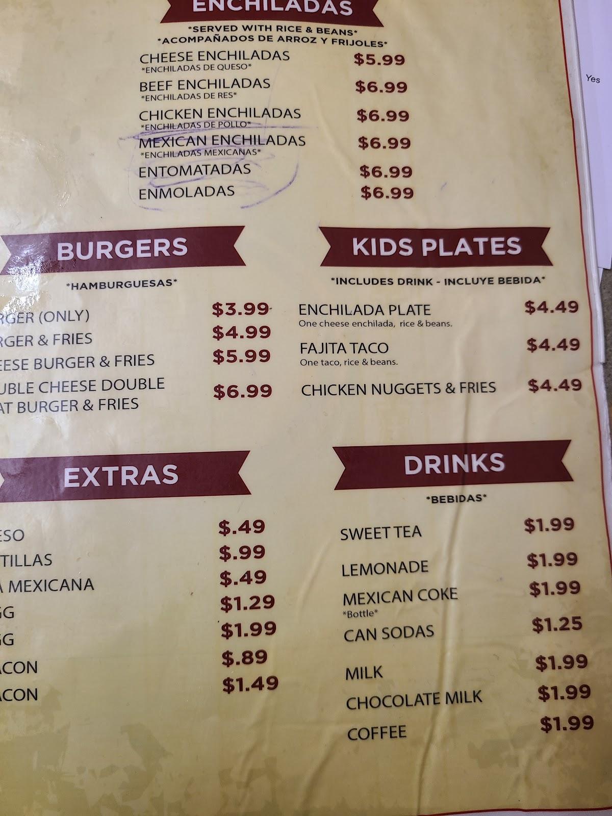 Menu at Mi Chula Restaurant, Edinburg