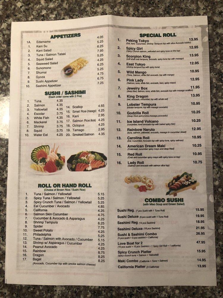 Menu at Peking Tokyo Asian Cuisine restaurant, Fort Mill, SC-160