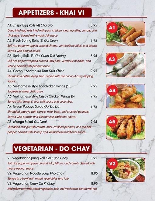 Menu at Pho Ha Vietnamese Restaurant, Sonoma