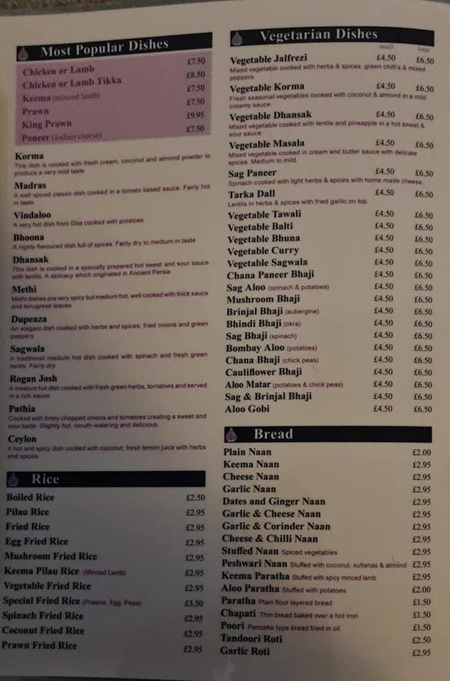 Menu at Purple Garlic restaurant, Melton Mowbray
