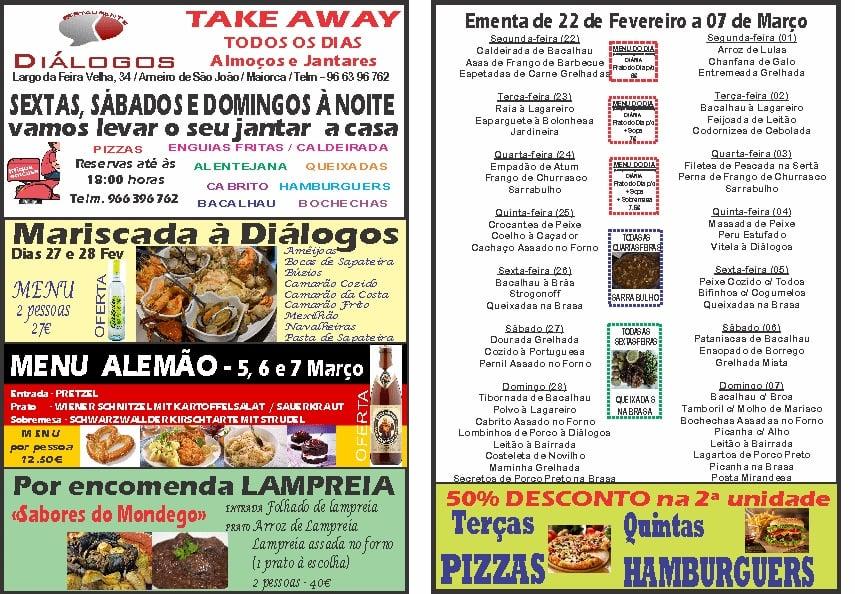 Menu at Restaurante Diálogos, Maiorca