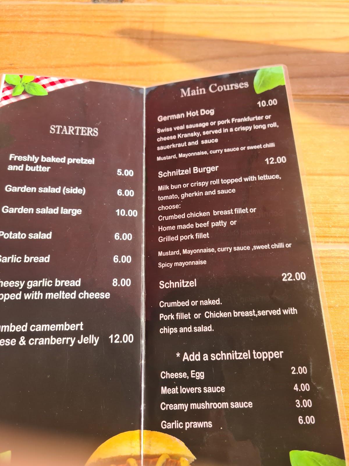 Menu at Schnitzel & Ribs restaurant, Scarness