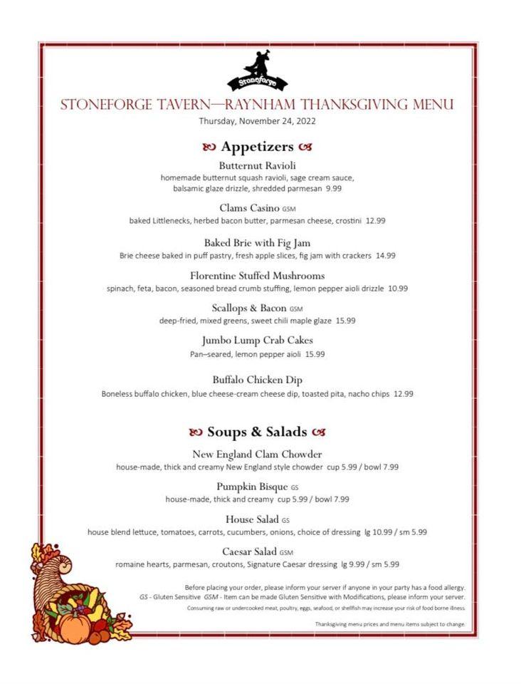 Menu at Stoneforge Tavern & Publick House, Raynham