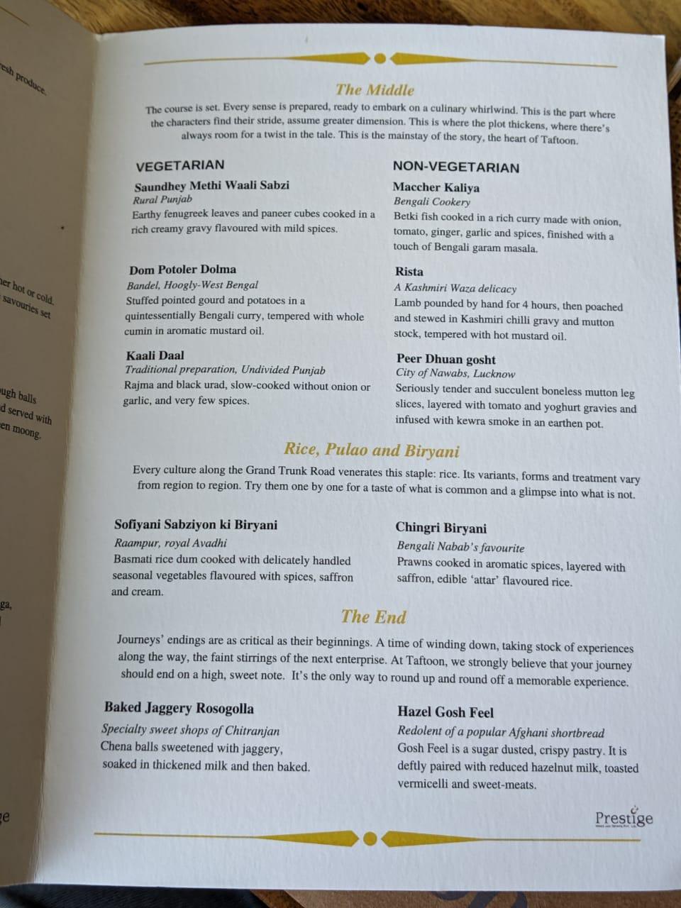 Menu at Taftoon, Mumbai, Bandra Kurla Complex