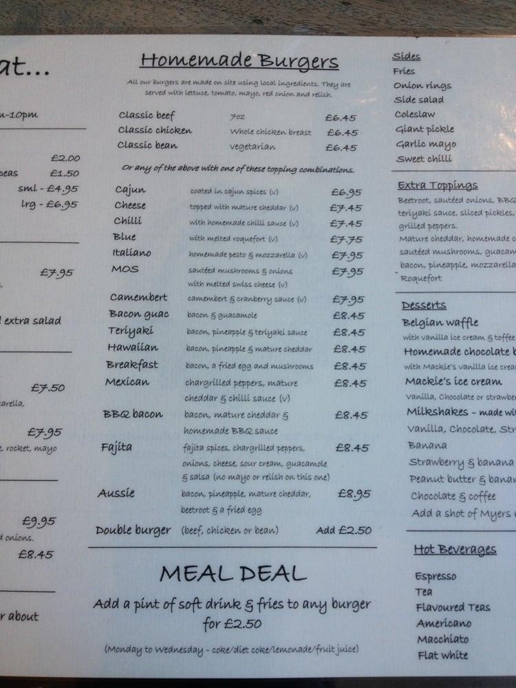 Menu at The Cambridge Bar, Edinburgh
