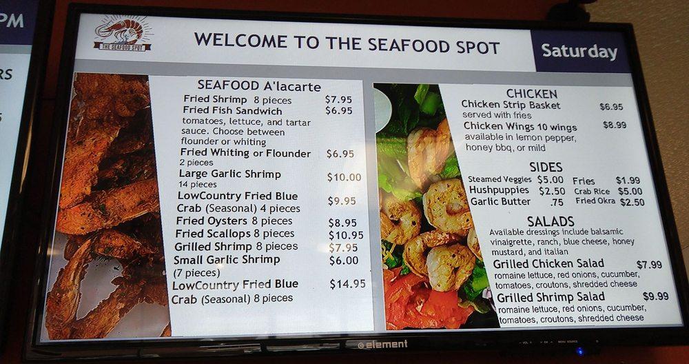 Menu at The Seafood Spot restaurant, Greenville