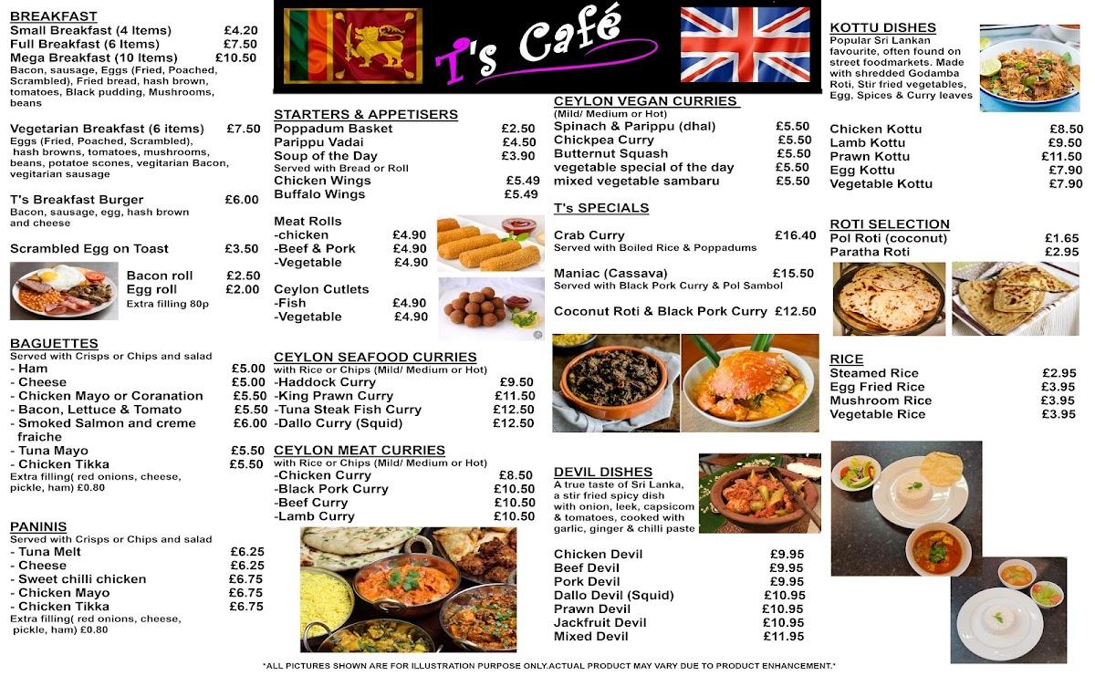 Menu at T's Café Restaurant, Thurso