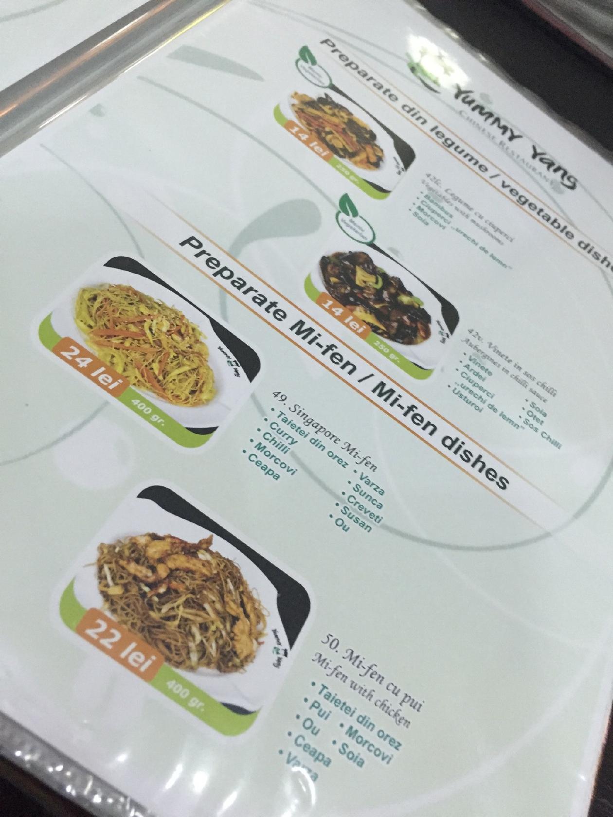 Menu at Yummy Yang, Șelimbăr, Strada Sibiului 5