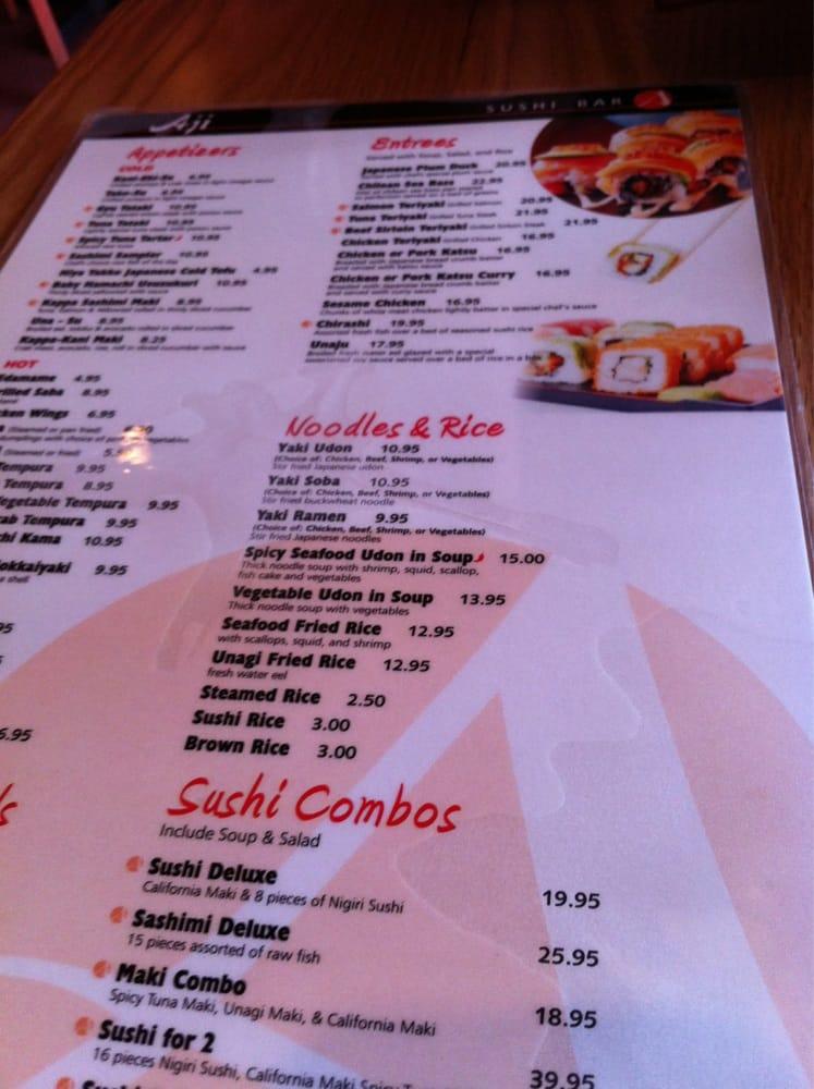 Menu at Aji restaurant, Newton