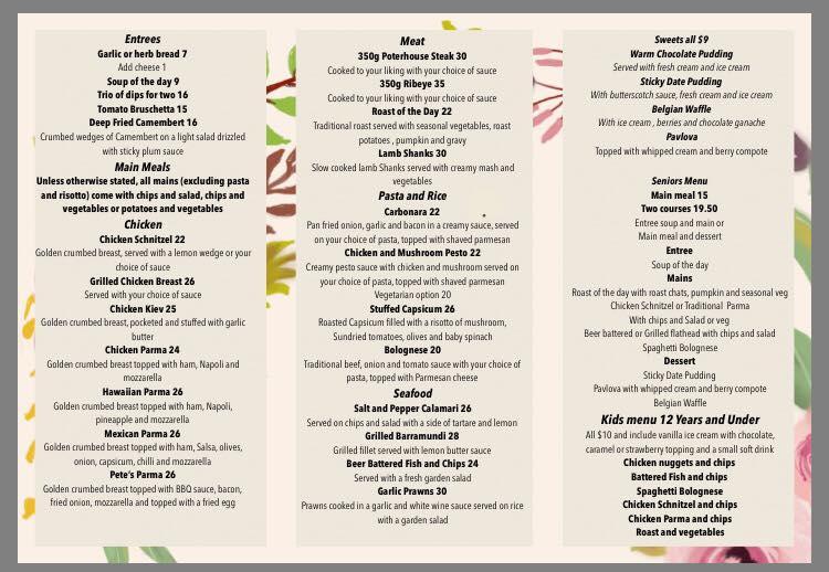 Menu at Coach & Horses Inn restaurant, Clarkefield