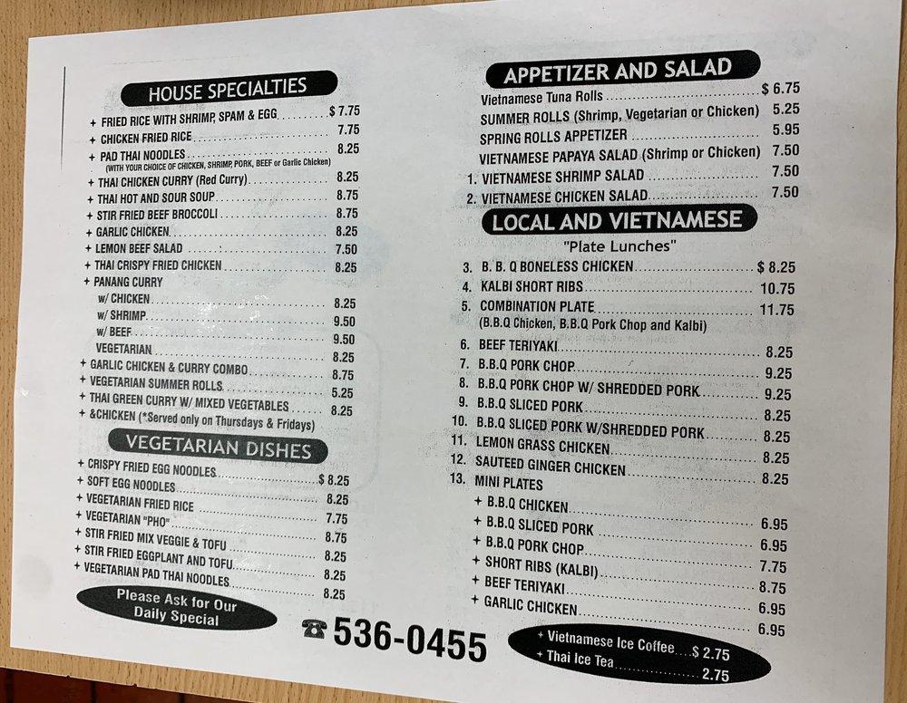 Menu at Fort Street Cafe, Honolulu