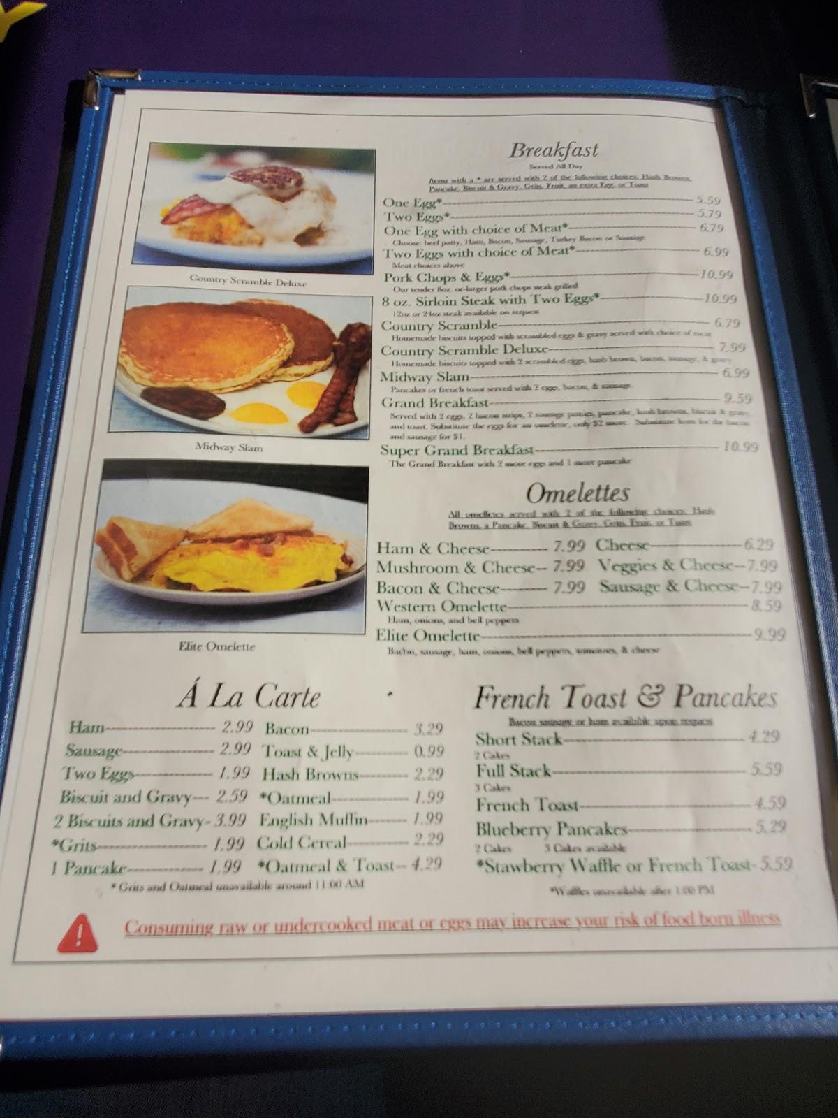 Menu at Midway Cafe, Bartlesville