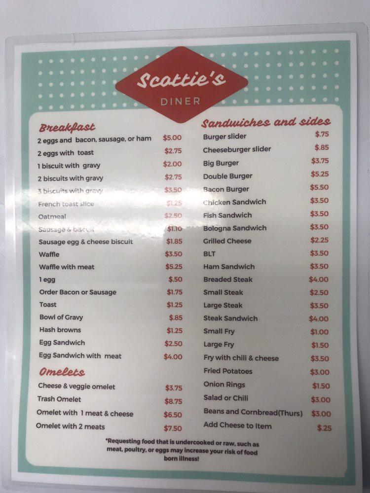 Menu at Scotties of Powell restaurant, Powell, Clinton Hwy