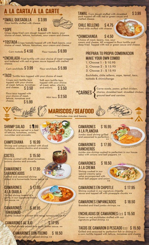 Menu at Agaves Mexican Grill restaurant, Merced