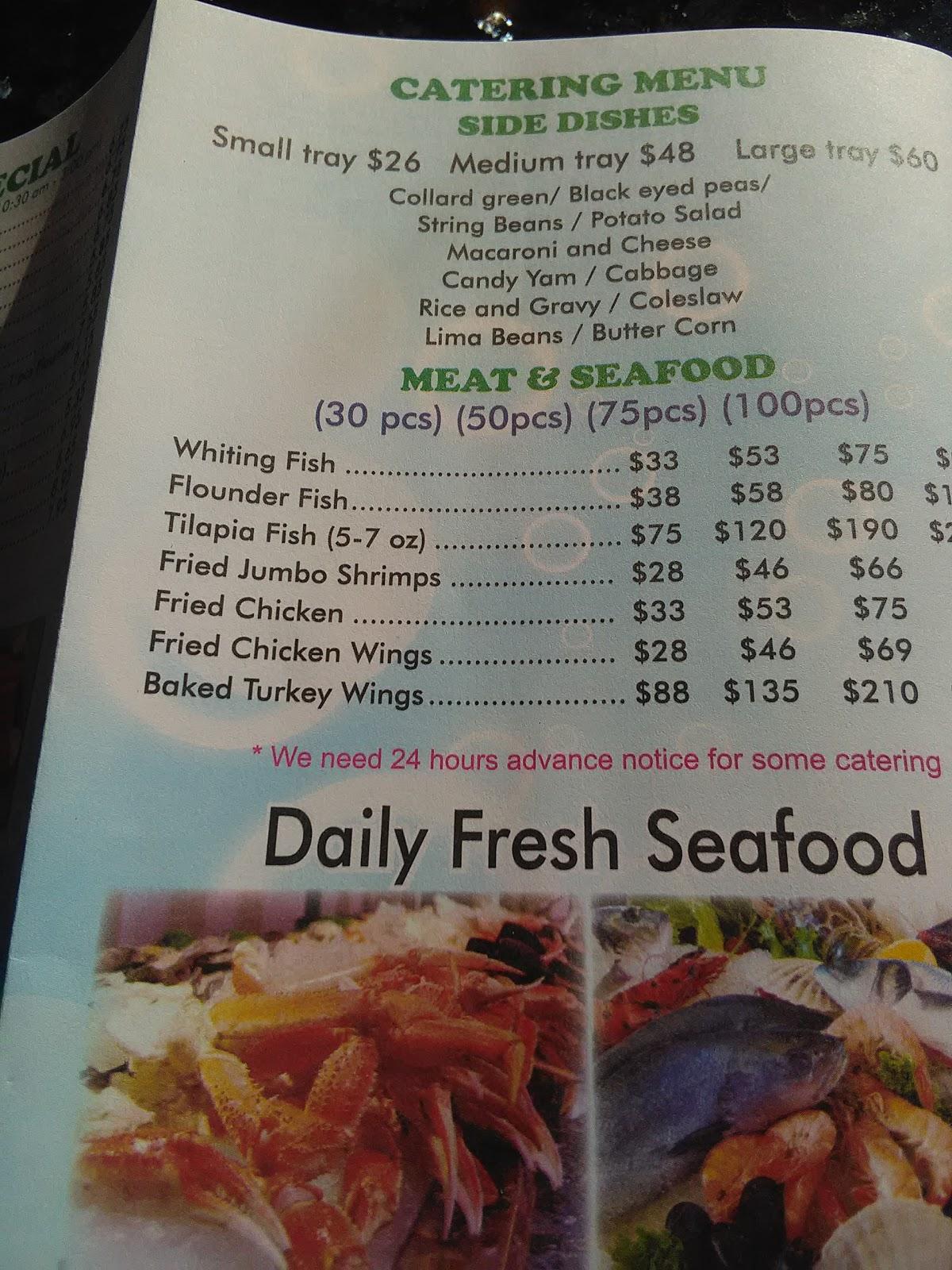 Menu at Blue Bay restaurant, Philadelphia, City Ave