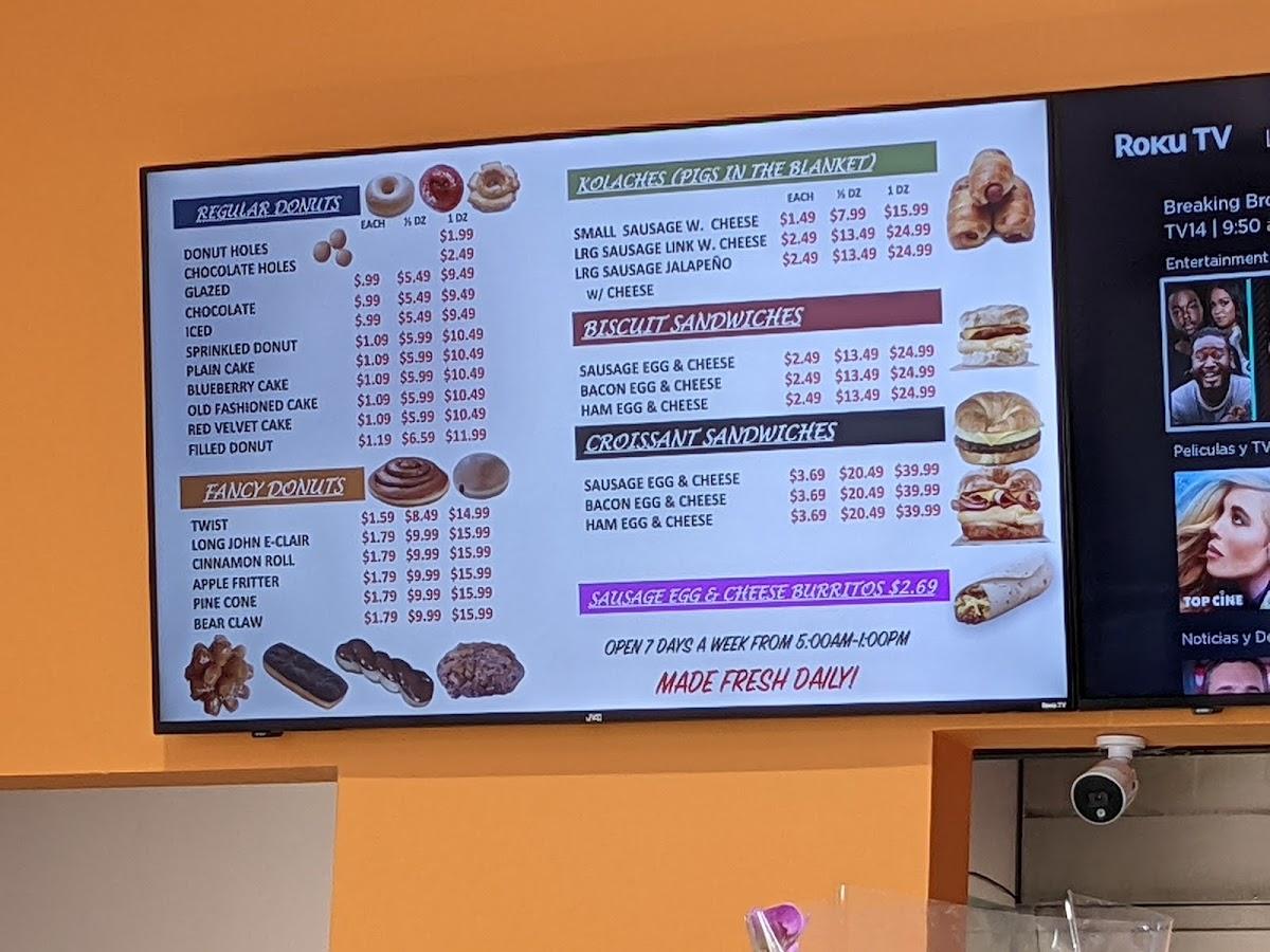 Menu at Donut Time, Nashville