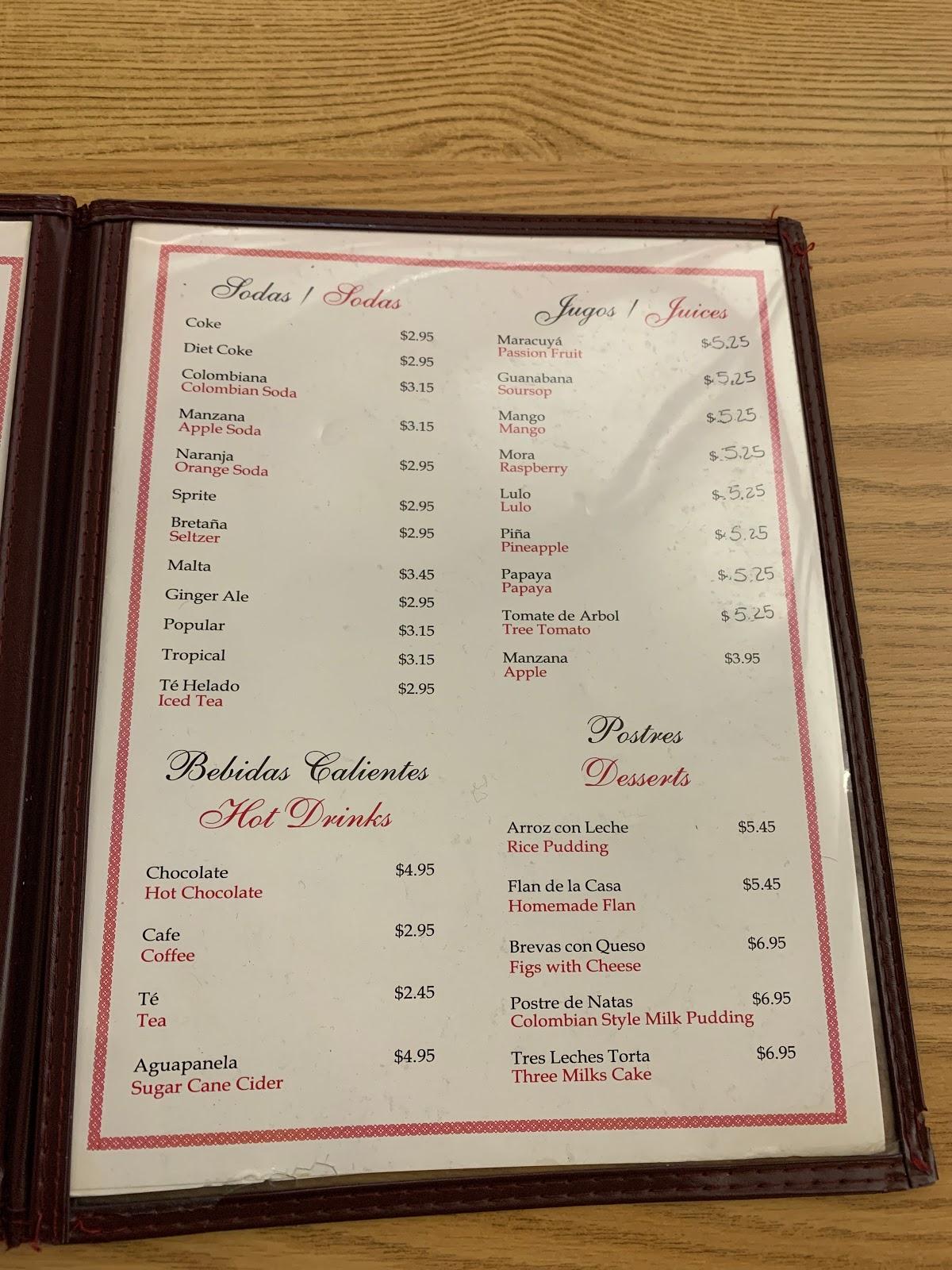 Menu at Enramada restaurant, Southampton