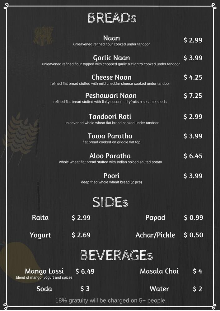 Menu at Indian Grill N Curry restaurant, Lahaina