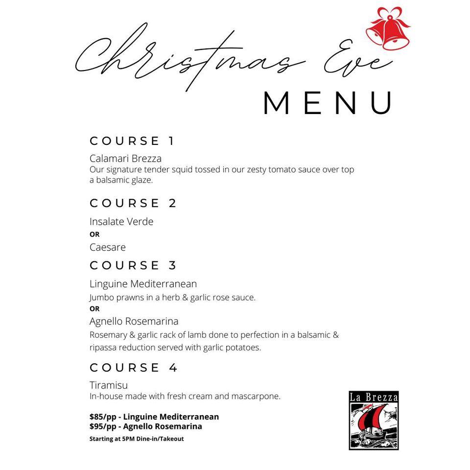 Menu at La Brezza Ristorante restaurant, Calgary
