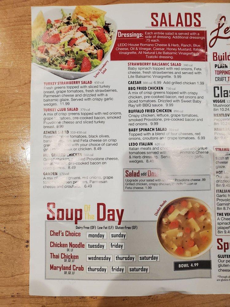 Menu at Ledo Pizza pizzeria, North Myrtle Beach