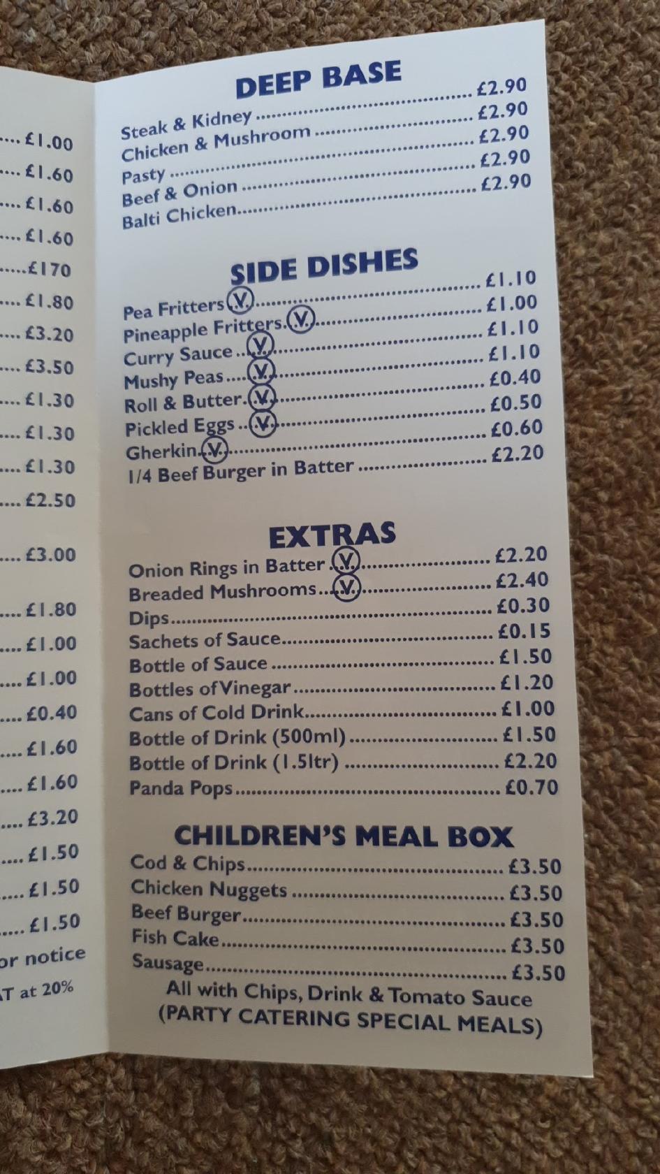 Menu at Smithson's Fish & Chips fast food, Bournemouth