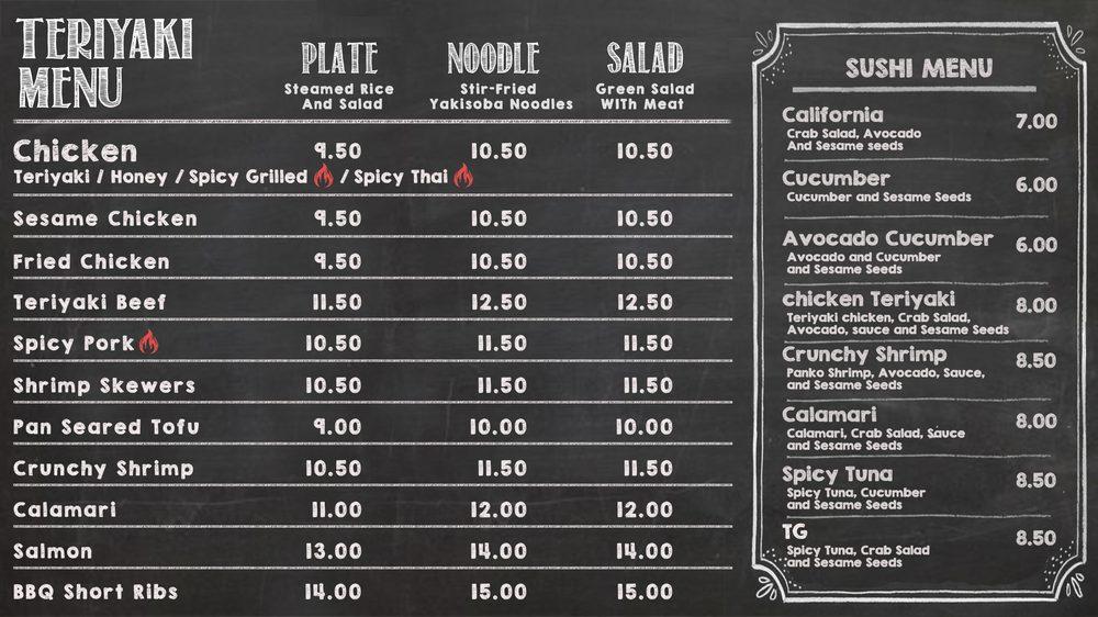 Menu at Teriyaki Grill restaurant, Rancho Cordova