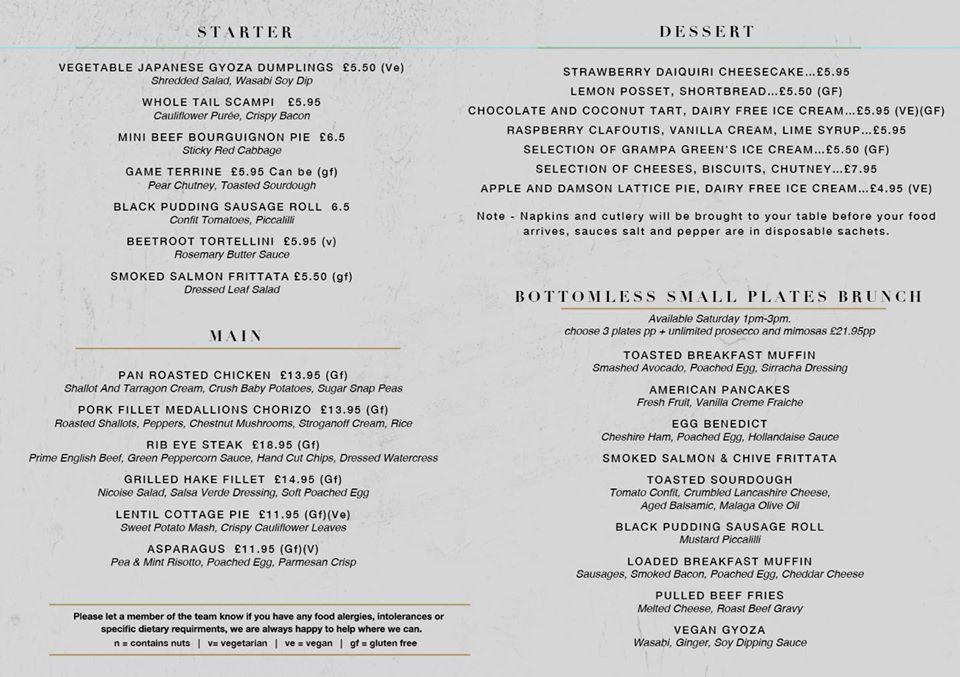 Menu at The Courtyard Bistro cafe, Warrington
