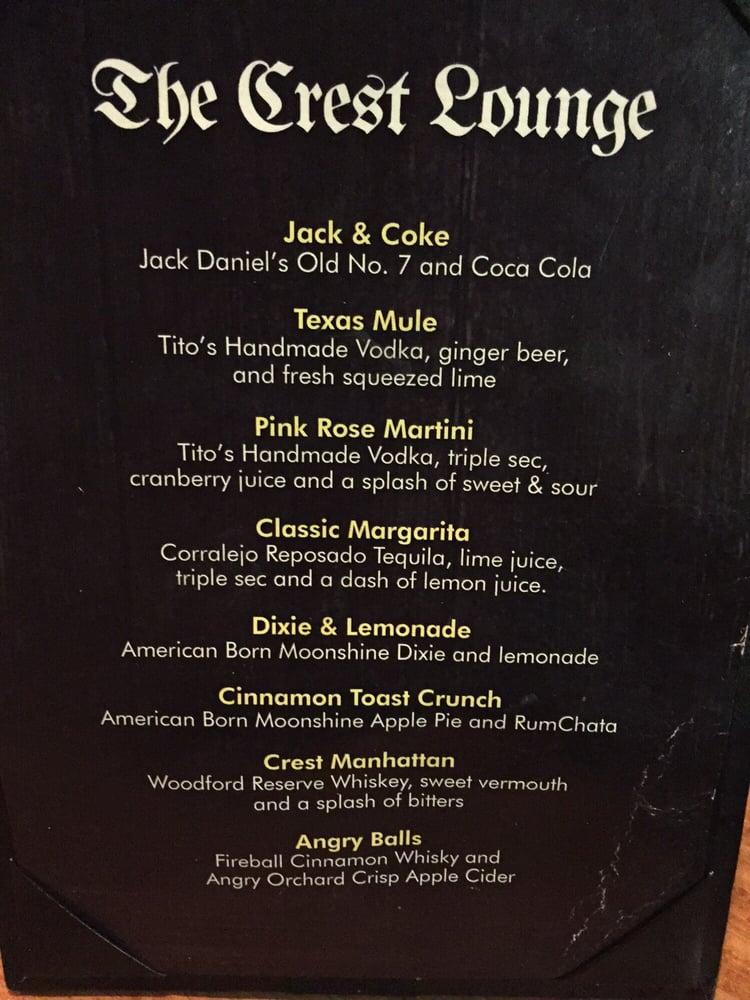 Menu at The Crest pub & bar, Temple City
