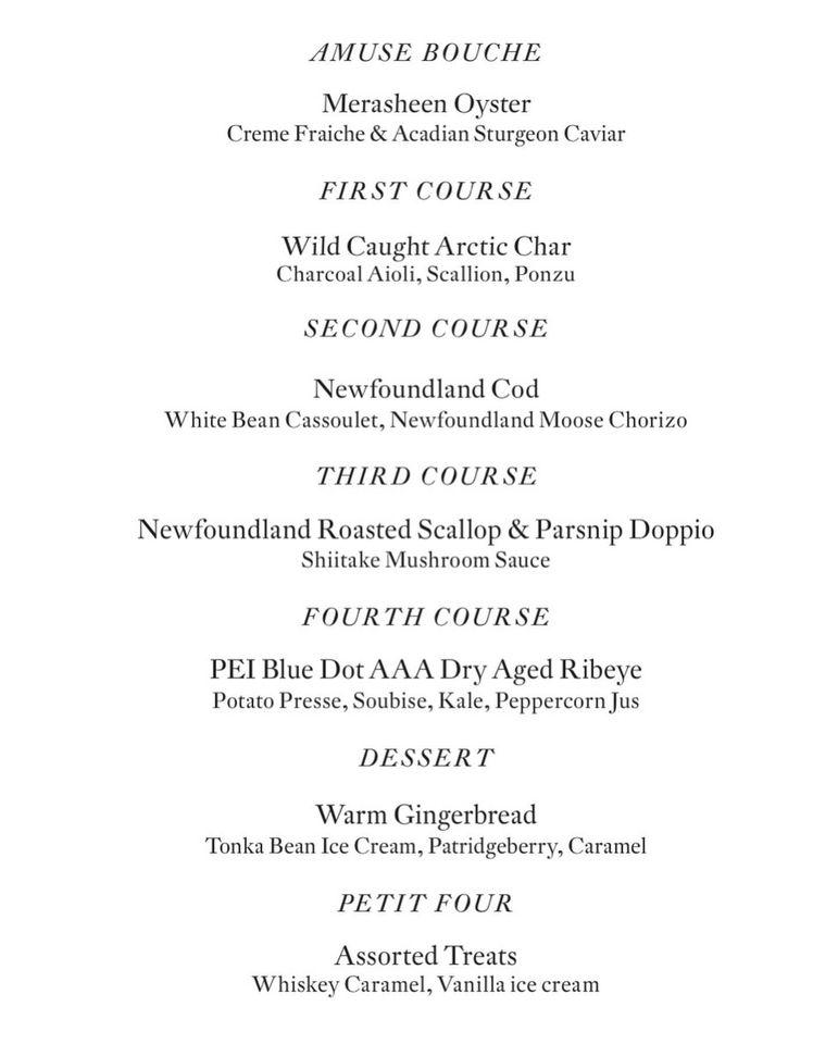 Menu at The Merchant Tavern restaurant, St. John's, John's