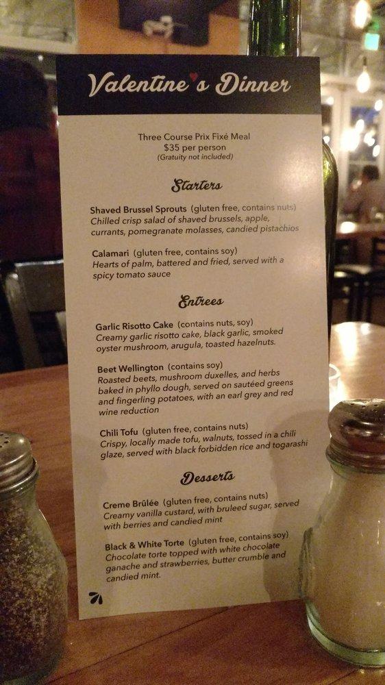 Menu at Watercourse Foods restaurant, Denver, 837 E 17th Ave