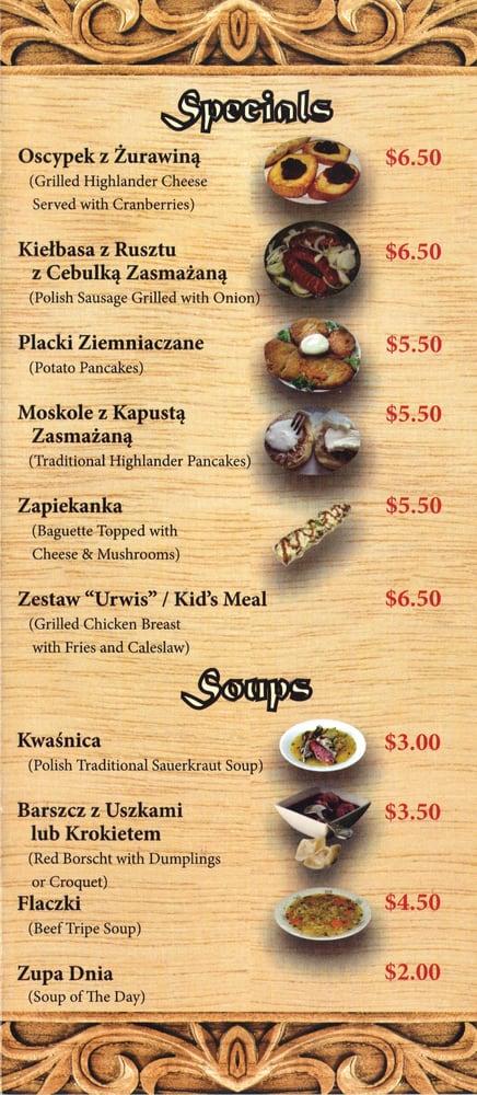 Menu at Bacowka Restaurant, Schaumburg