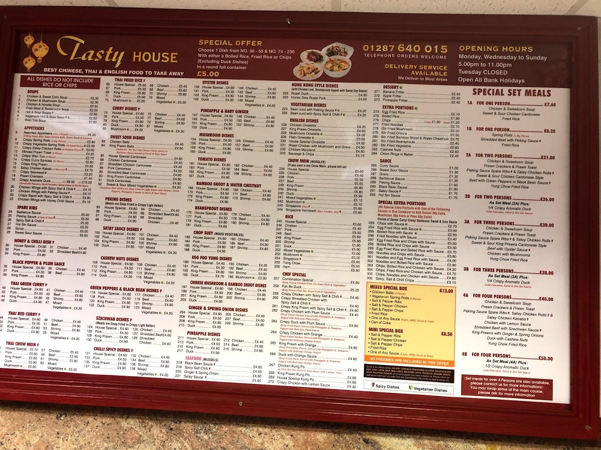Menu at Tasty House fast food, Carlin How