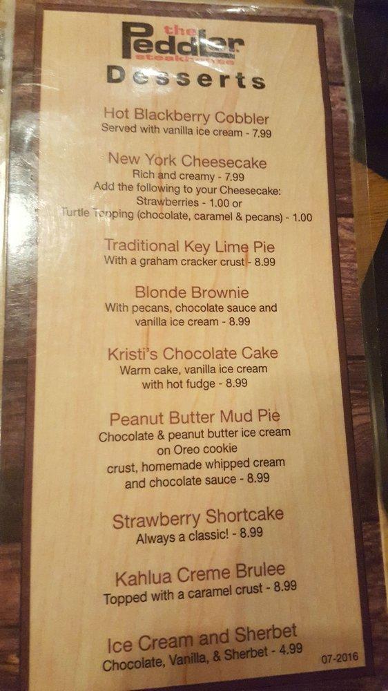 Menu at The Peddler Steakhouse, Gatlinburg