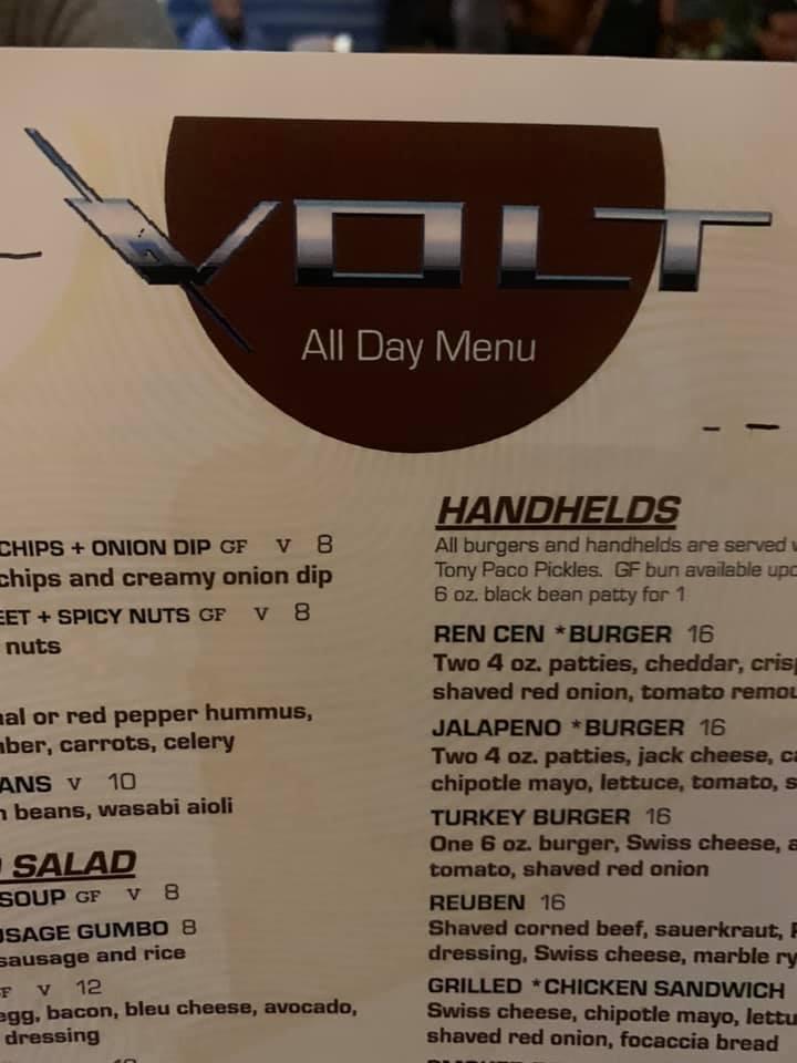 Menu at Volt restaurant, Detroit