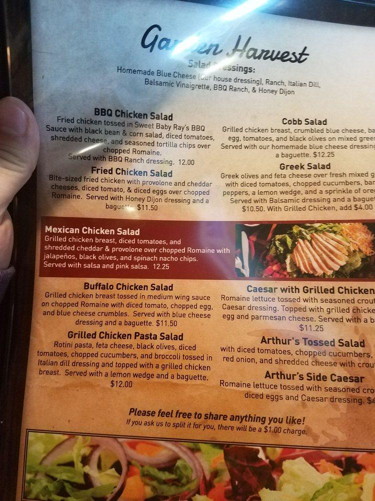 Menu at Arthur's pub & bar, Cincinnati, Beechmont Ave