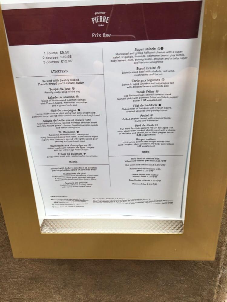Menu at Bistrot Pierre - Birmingham restaurant, Birmingham, Waterside House