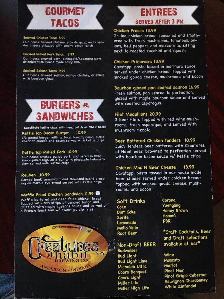 Menu at Shamrocks Pub & Grub, Anderson