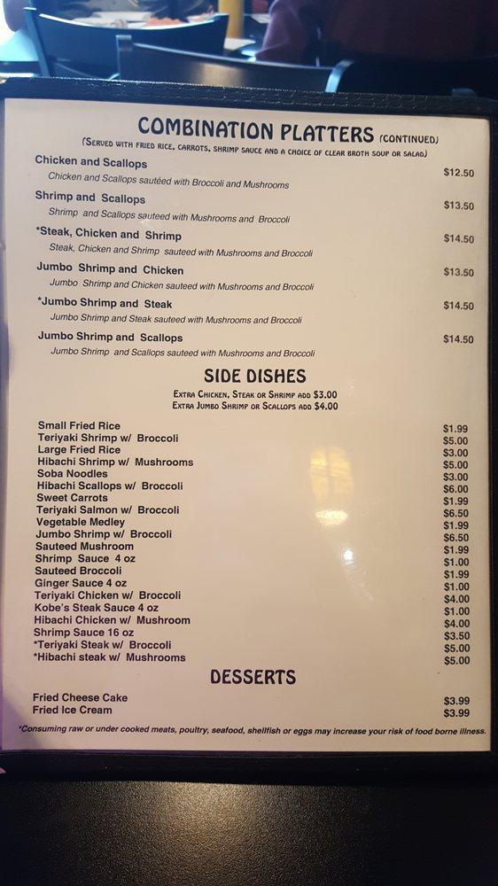 Menu at Kobe Express restaurant, Franklin, Georgia Rd