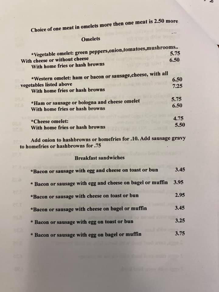 Menu at Our Lakeside Diner restaurant, Buckeye Lake, Walnut Rd